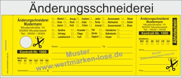Wertmarken-Lose - 1000 Abholscheine Perfekt 7.0 "Änderungsschneiderei ...