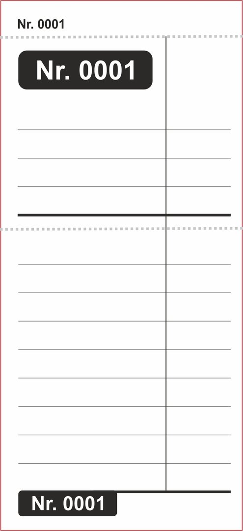Wertmarken-Lose - 1000 neutrale Doppelnummern - Kellnerzettel ...