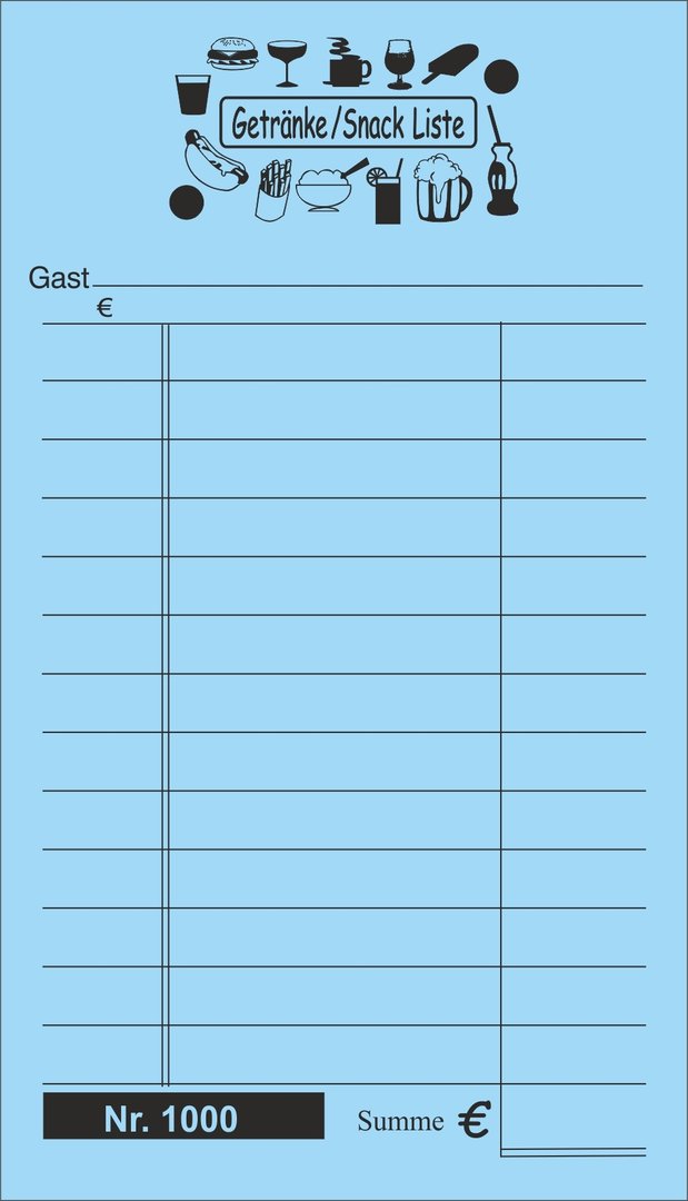 Wertmarken-Lose - 1000 nummerierte Kellnerzettel - Kellnerblöcke ...
