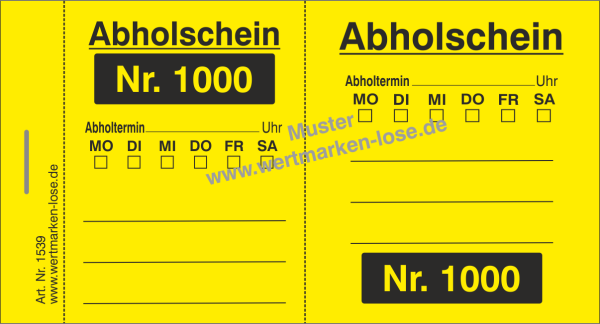 Wertmarken-Lose - Abholscheine drucken